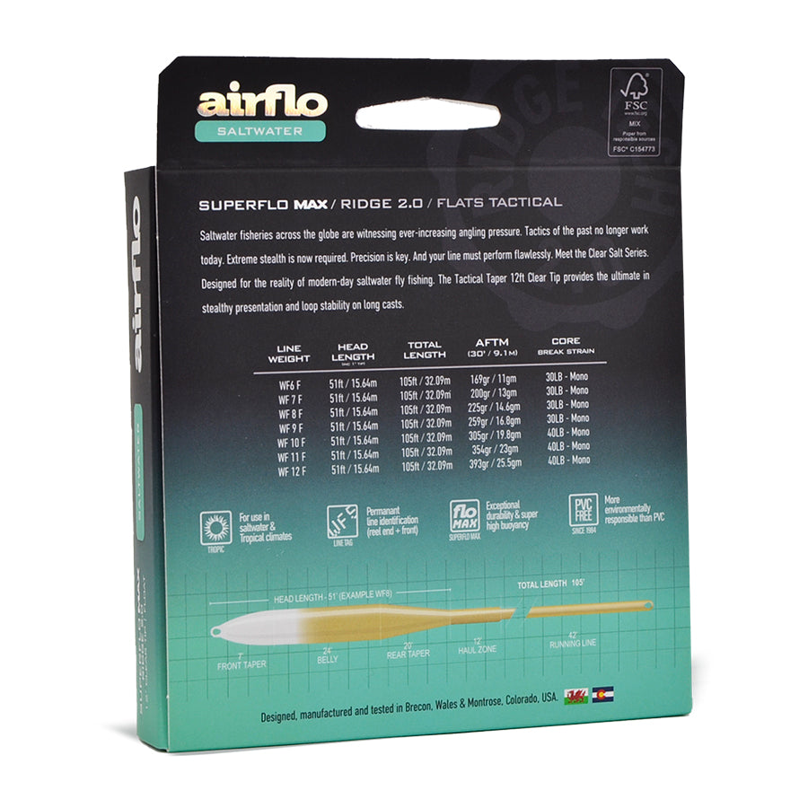 Superflo Max Ridge 2.0 Flats 12' Clear Tip Fly Line | Airflo Fishing ...